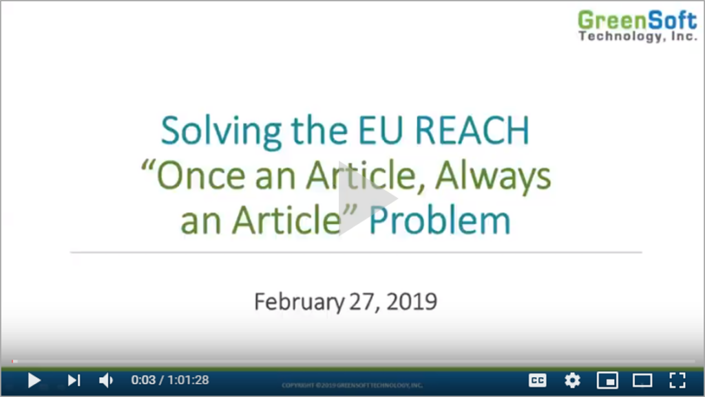 Understanding the EU REACH Changes to the Definition of an Article ...