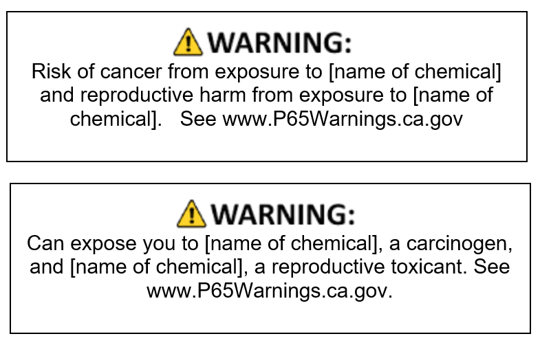 California Amends Proposition 65 Warning Label Requirements